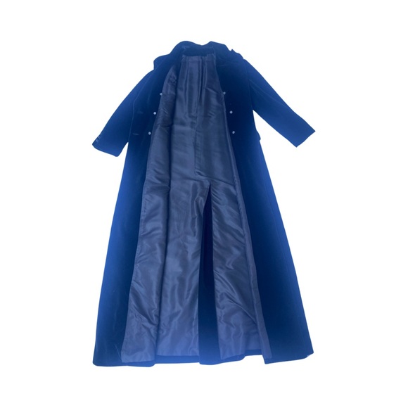 Jackets & Coats | Very Long Black Velvet Double Breasted Vintage Coat ...